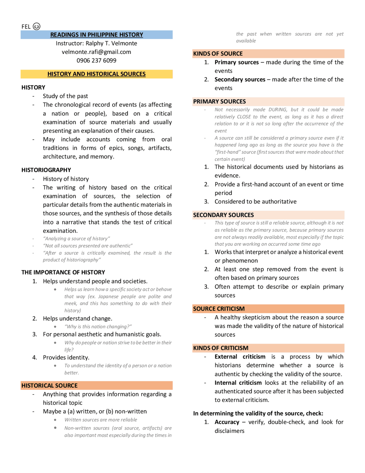 Introduction To Philippine History Part 1 Lecture Notes History Docsity