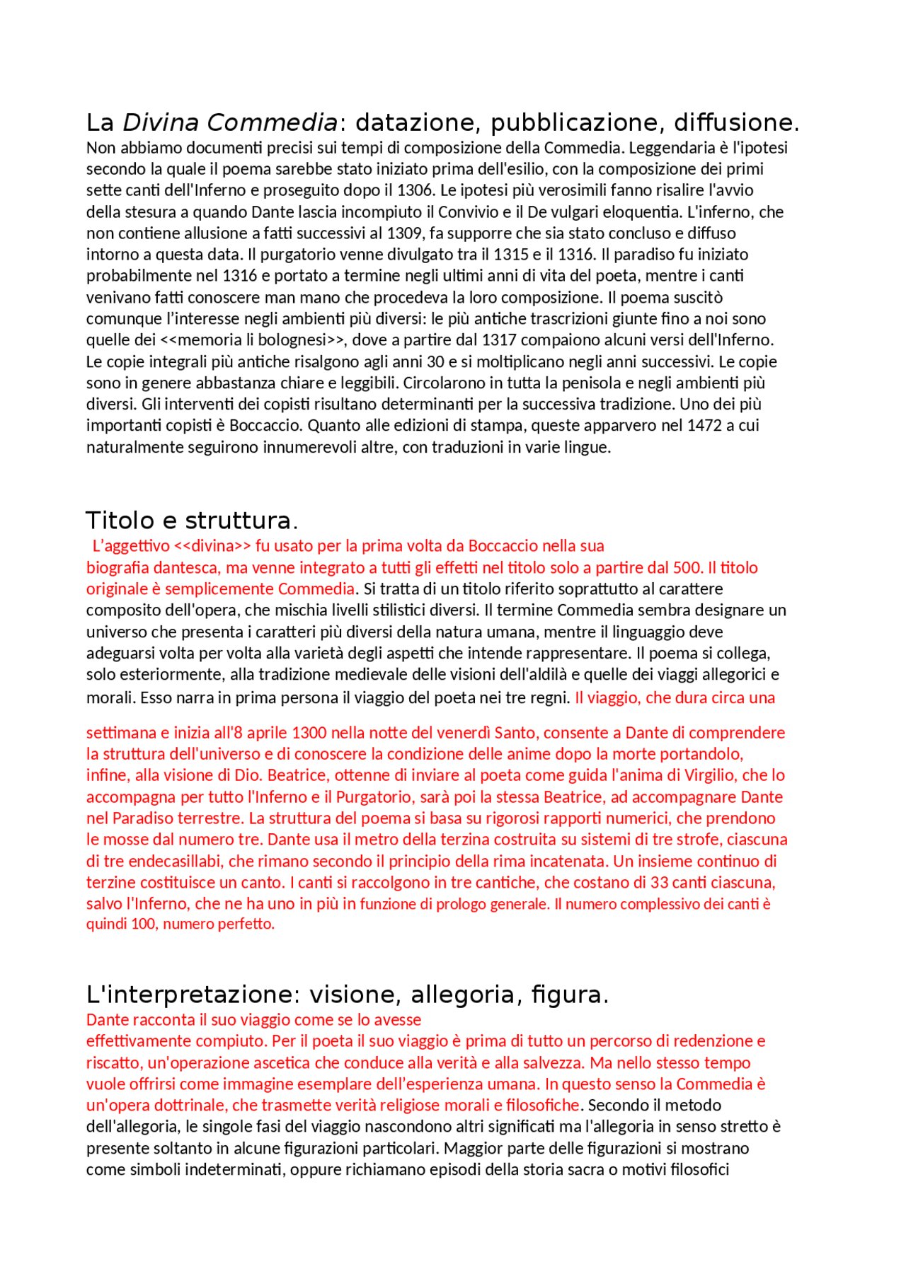 Divina Commedia Dante Esame Docsity
