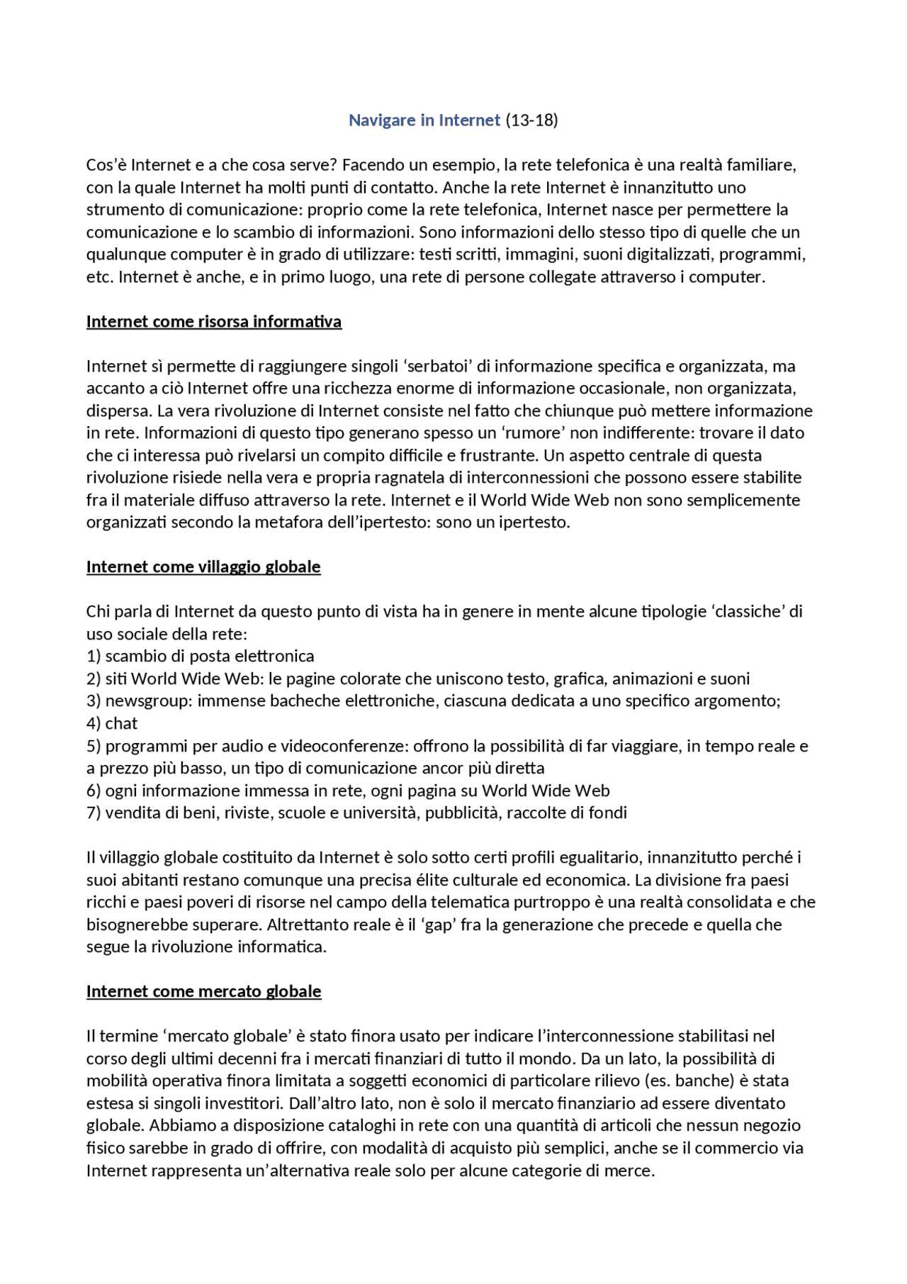 Riassunto Internet 2004 Di Calvo E Ciotti Docsity