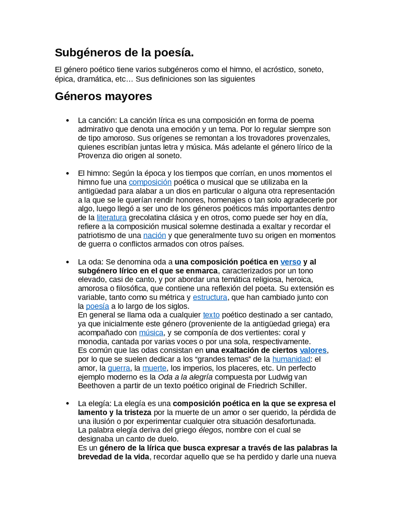Subgéneros de la poesía. El género poético tiene varios subgéneros como ...