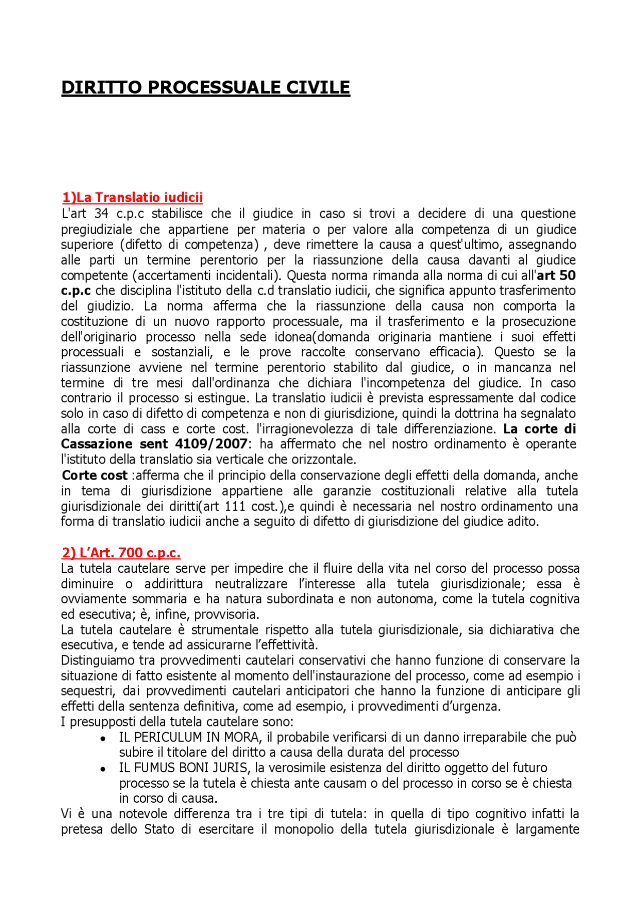 Diritto Processuale Civile Docsity