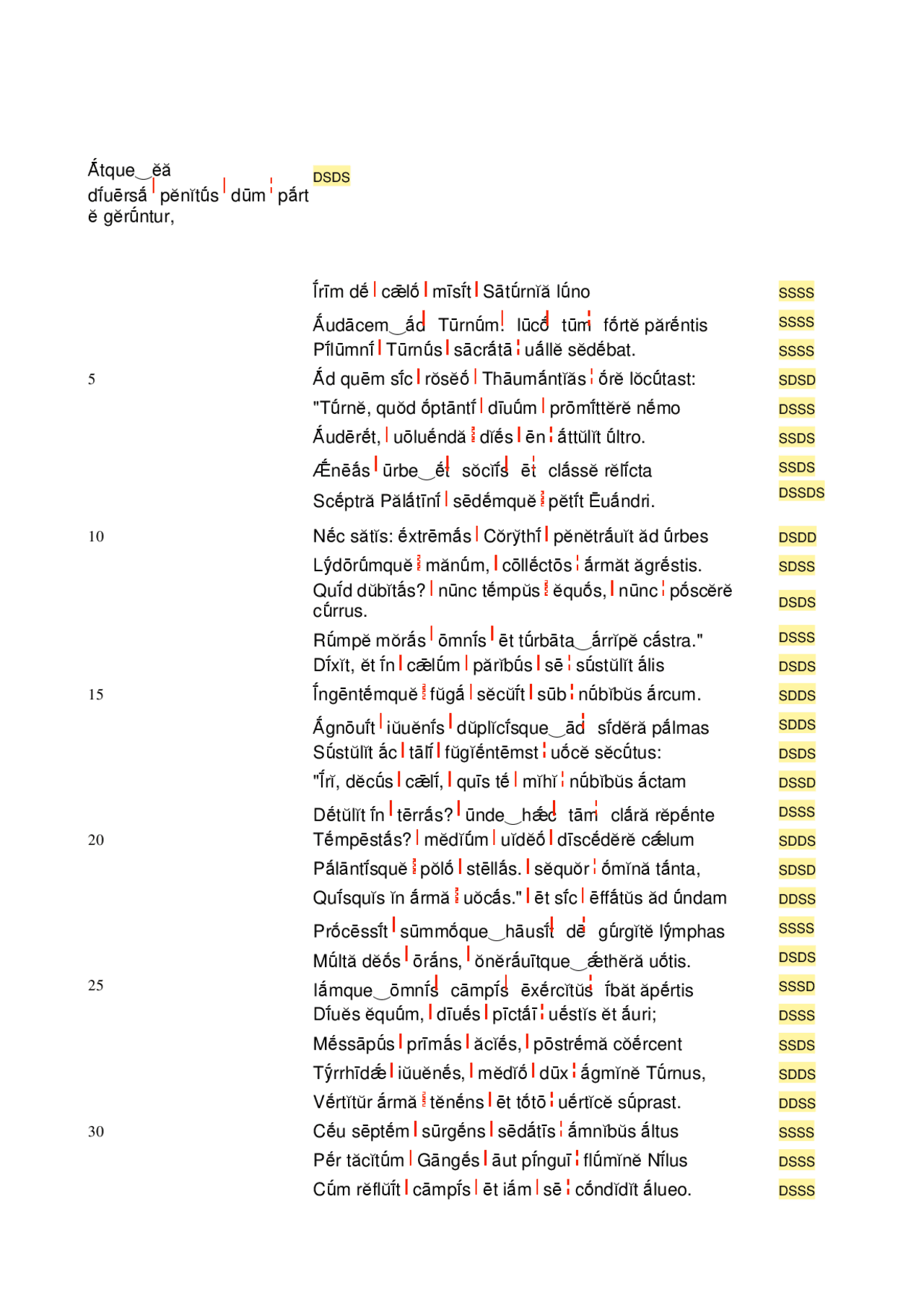 Eneide libro IX - scansione metrica | Appunti di Letteratura latina | Docsity