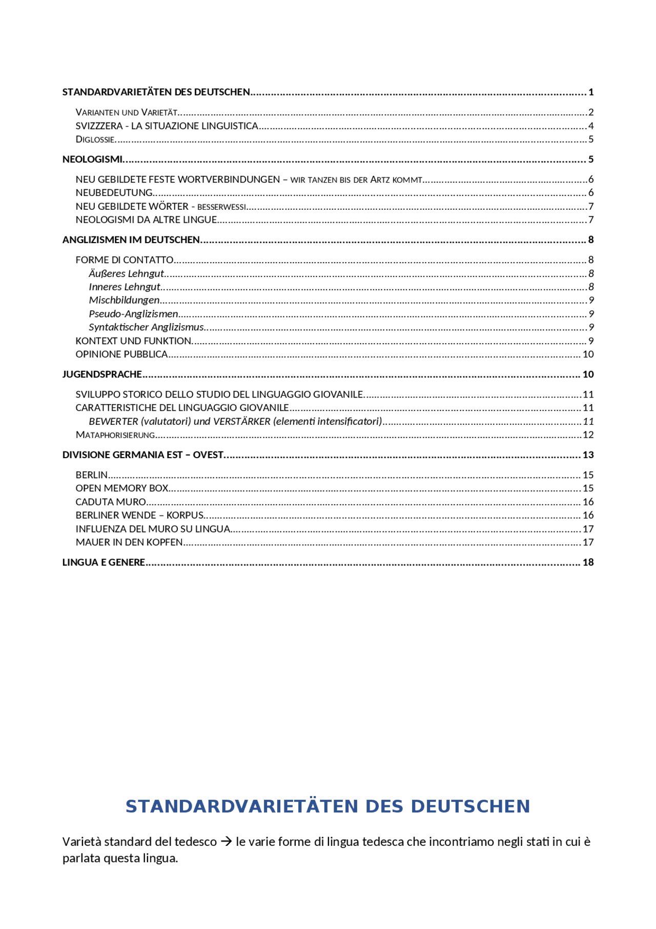 Lingua E Cultura Tedesca Docsity