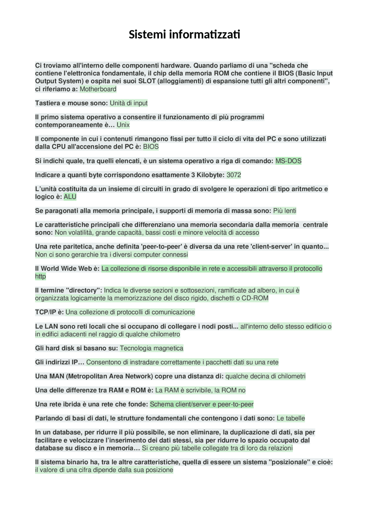 Sistemi Informatizzati 2021 Scienze Del Turismo Unipegaso Docsity