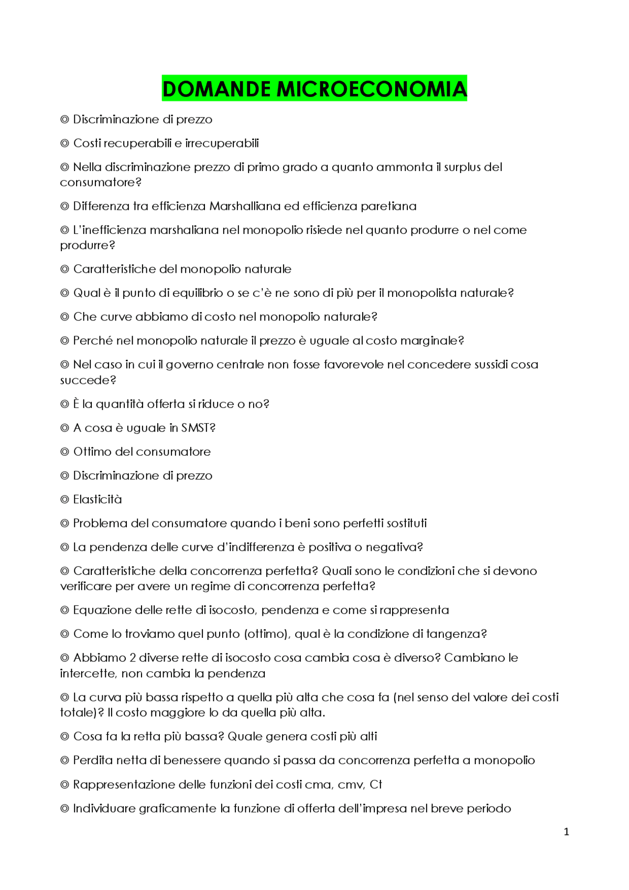 Domande Microeconomia Docsity