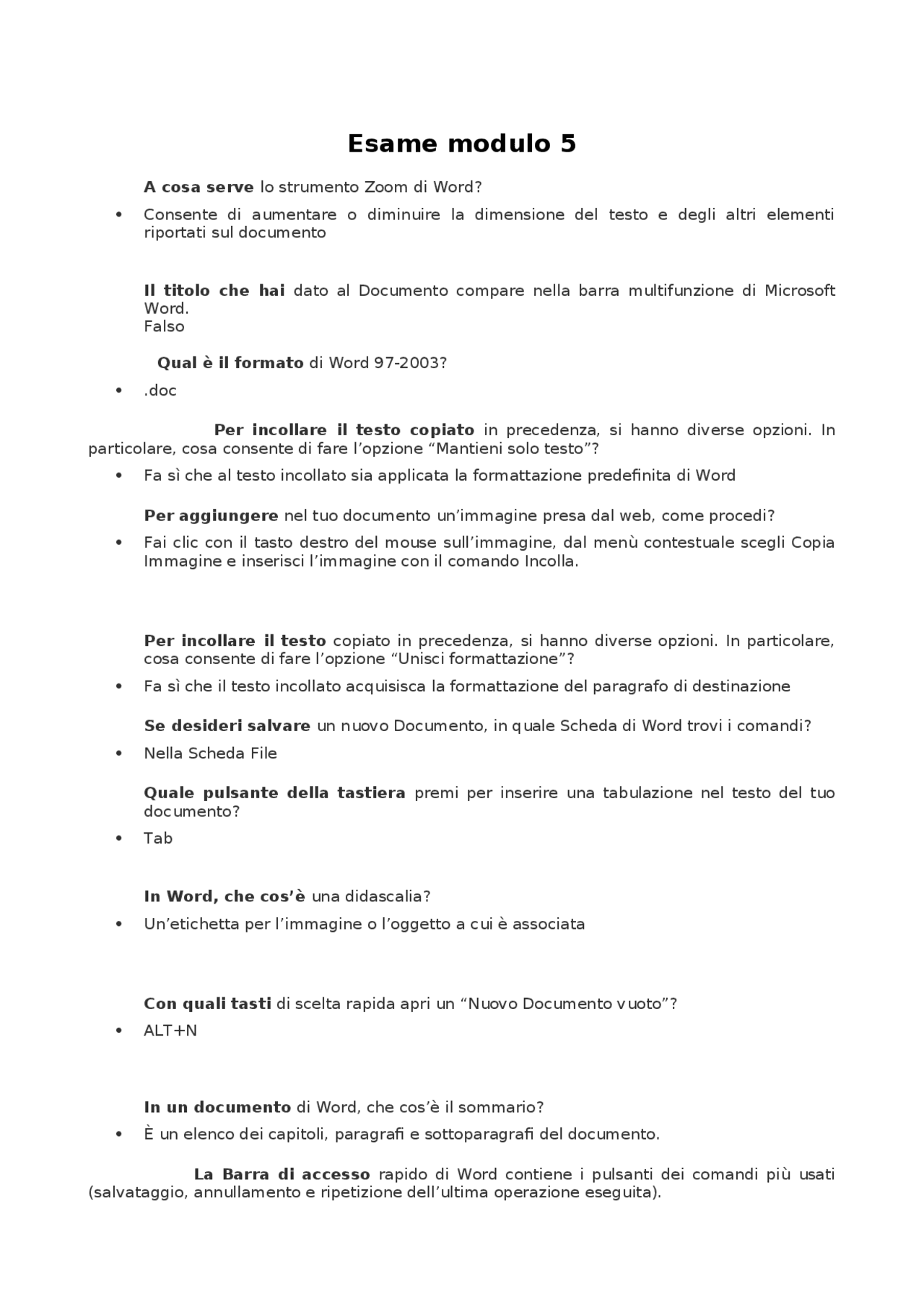 Eipass modulo 5 user - Docsity