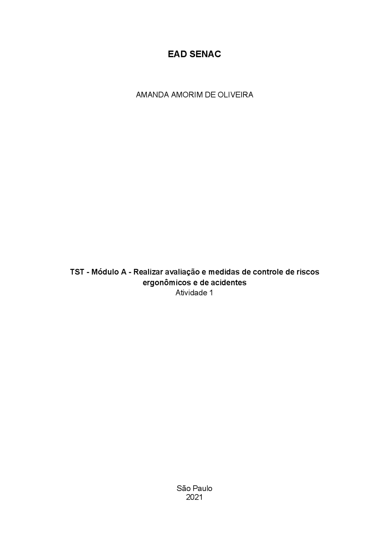 Tst Módulo A Realizar Avaliação E Medidas De Controle De Riscos