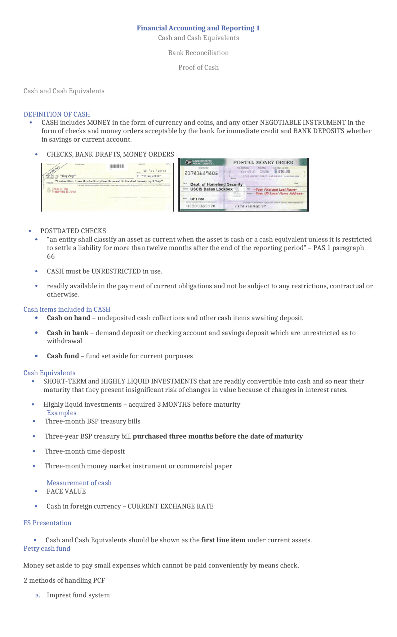 Notes For Financial Accounting Reporting 1 Lecture Notes Accounting