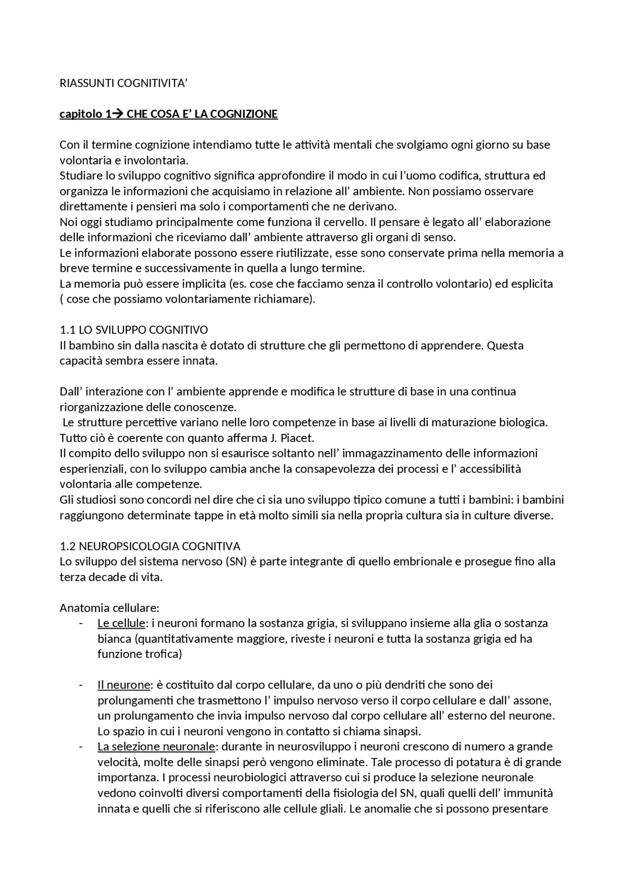 Cognitività Dell Età Evolutiva Docsity