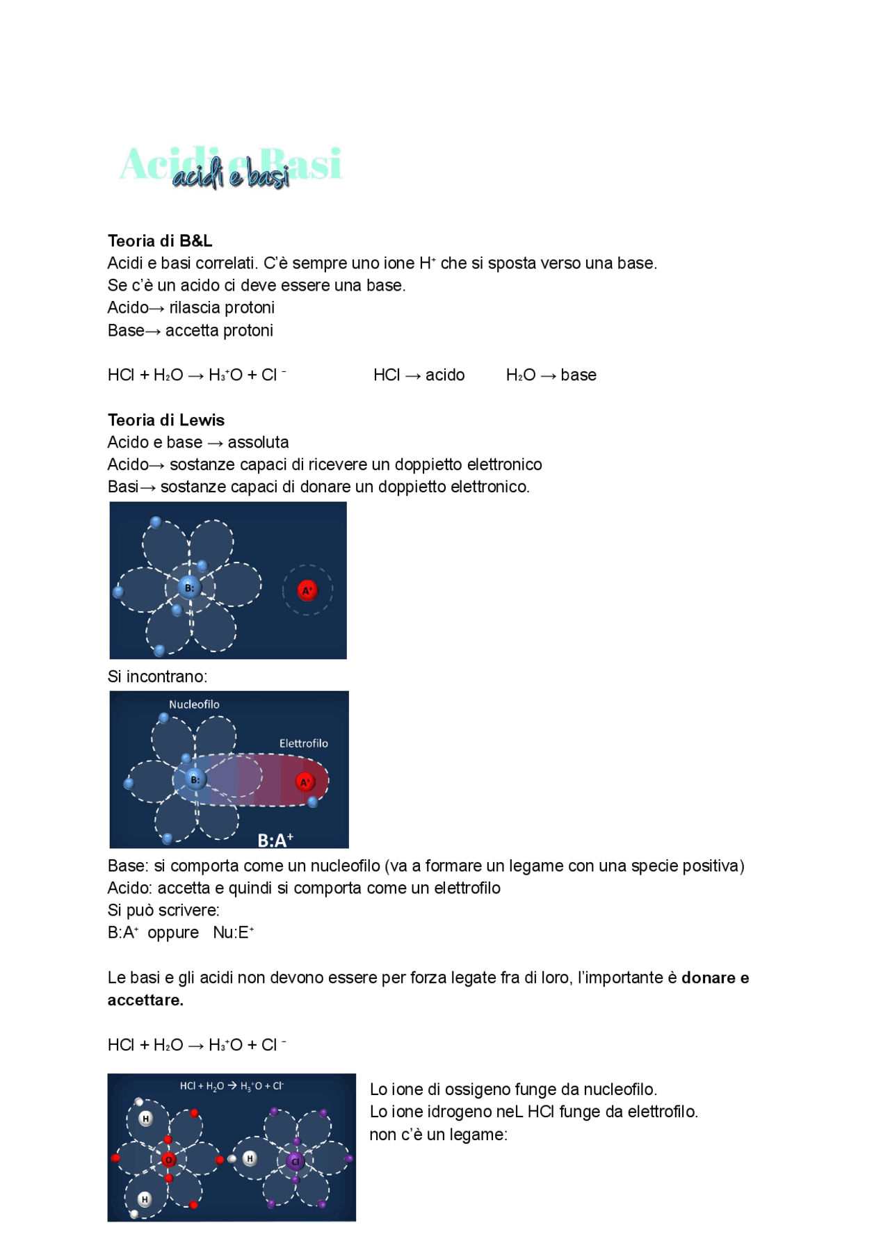 Schema Appunti Riassunto Acidi E Basi Docsity