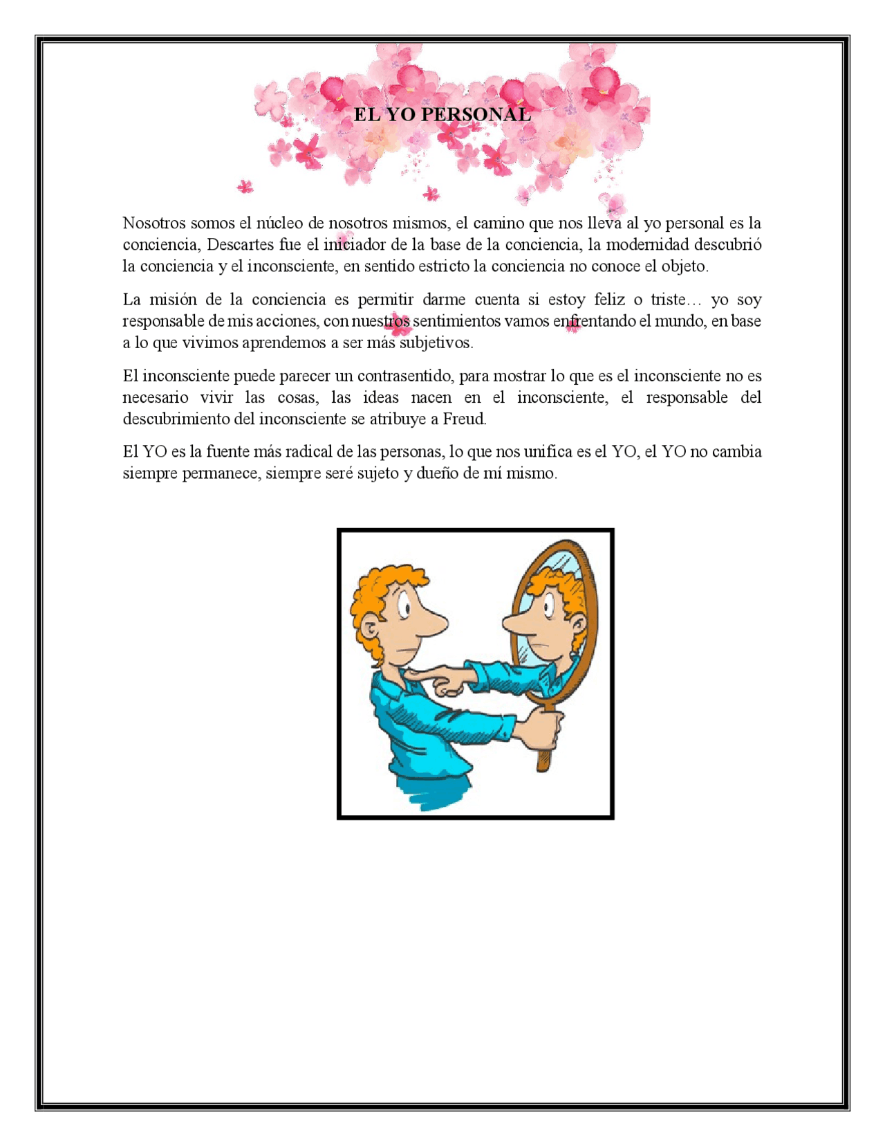 El yo personal, en la clase de desarrollo personal - Docsity