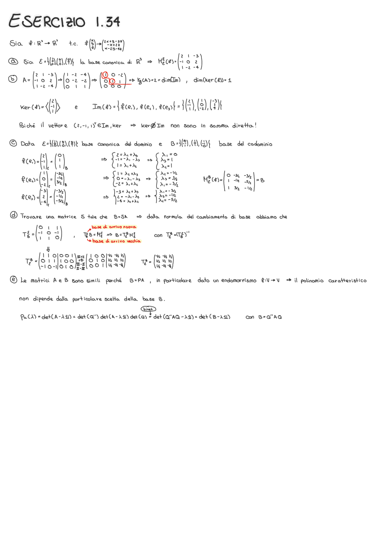 Esercizio Algebra Lineare 1 - Docsity