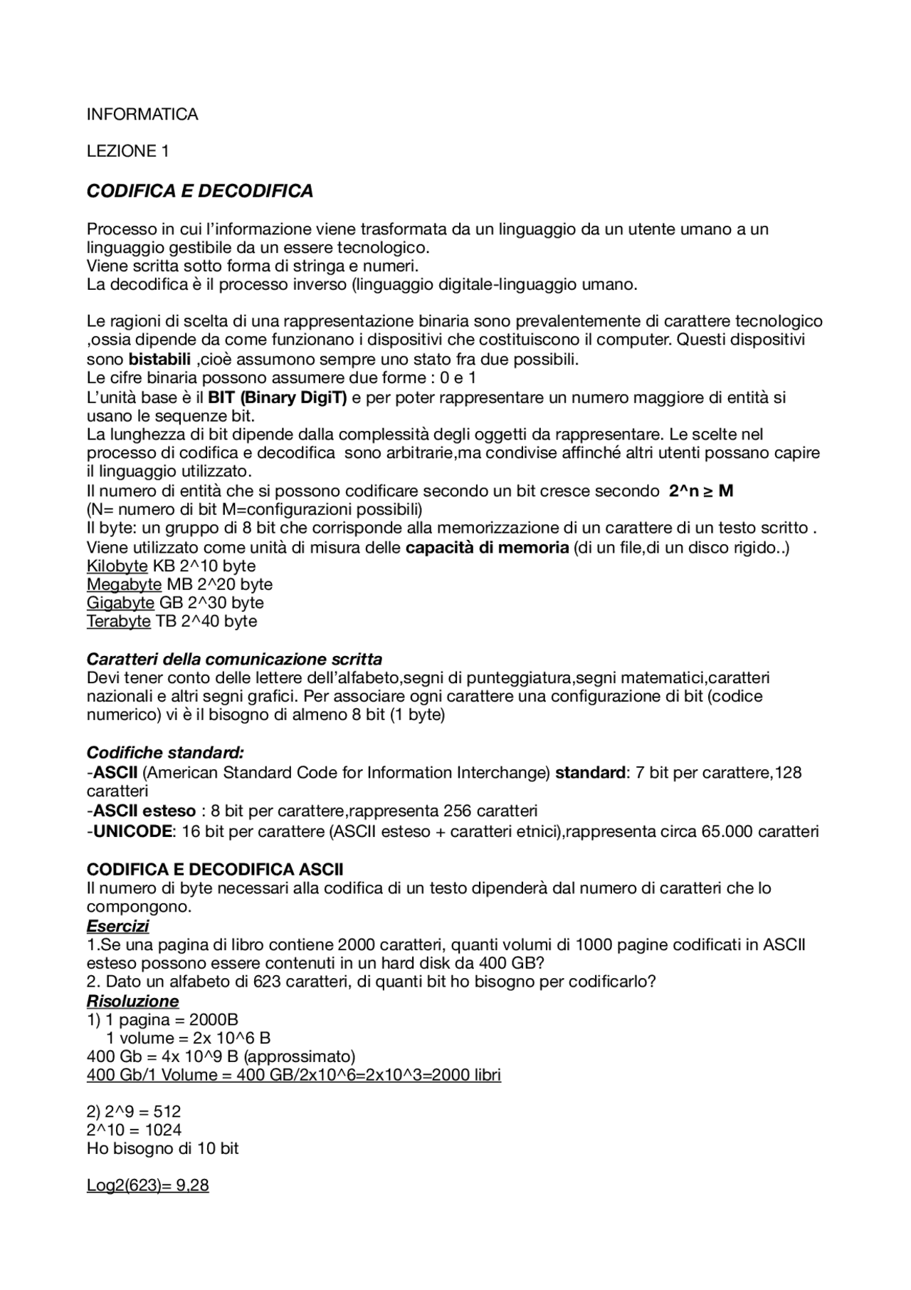 Appunti Di Informatica Docsity