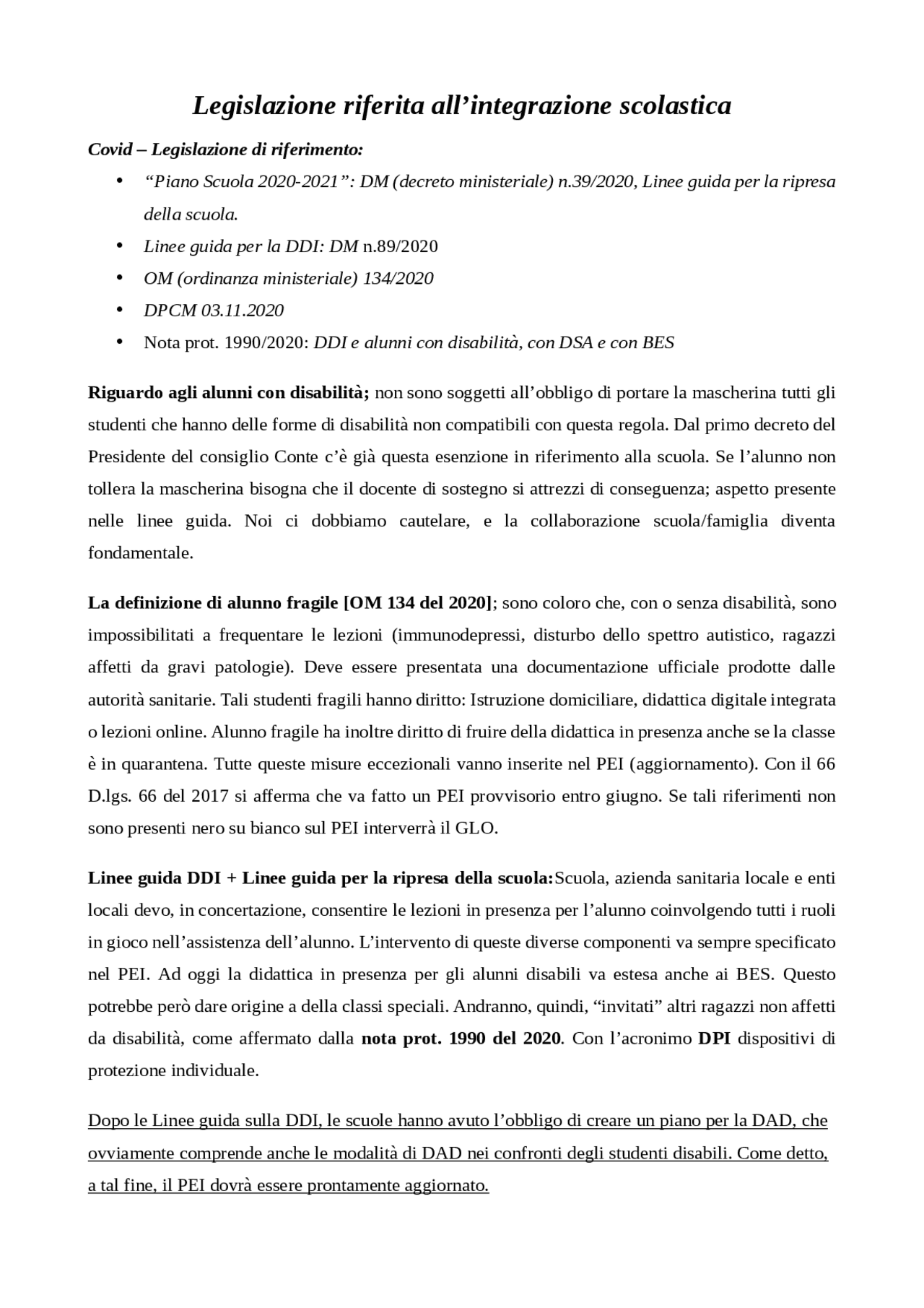 Legislazione Riferita Allintegrazione Scolastica Tfa Sostegno