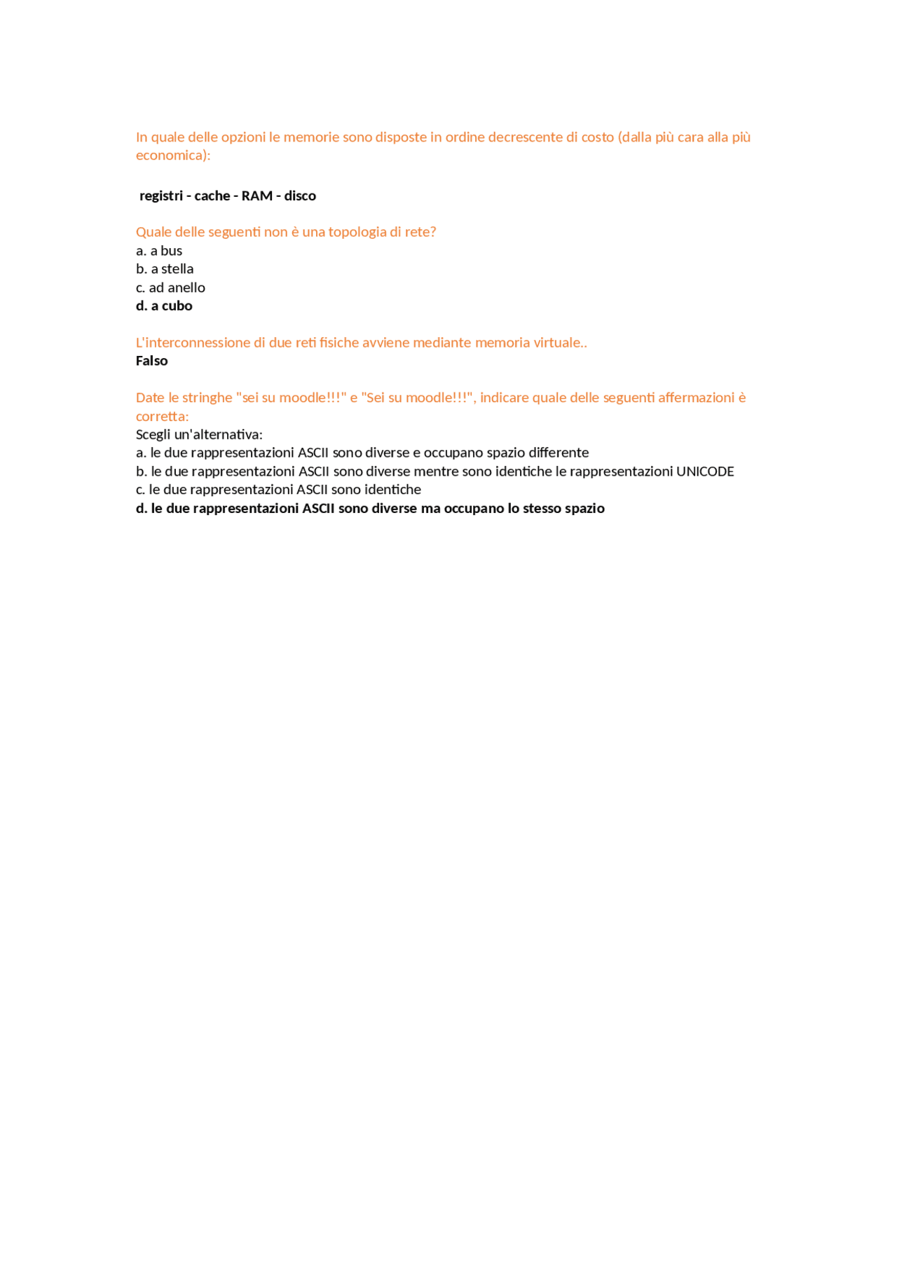 Domande Dellesame Informatica Prove Desame Di Informatica Per La