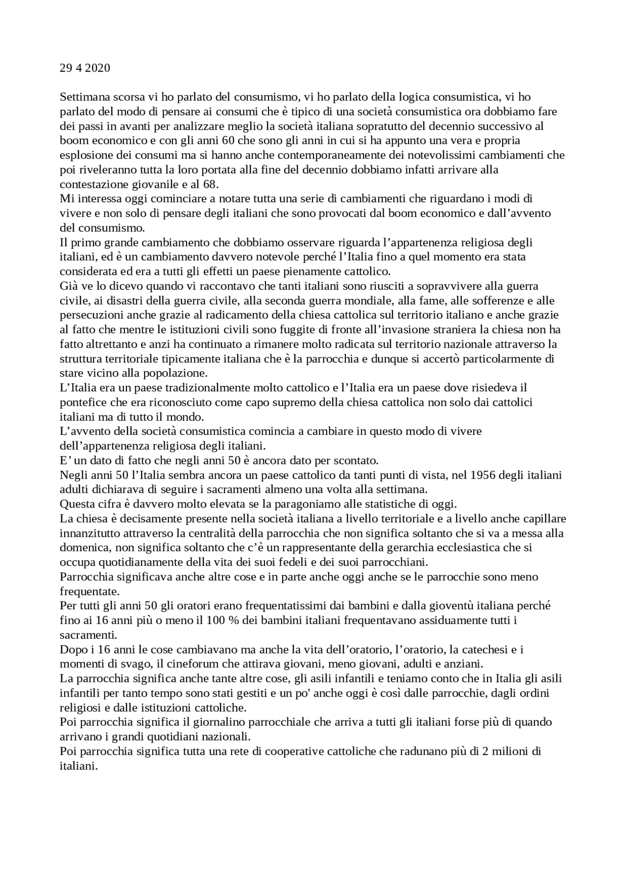 Storia dell'Italia contemporanea - Docsity