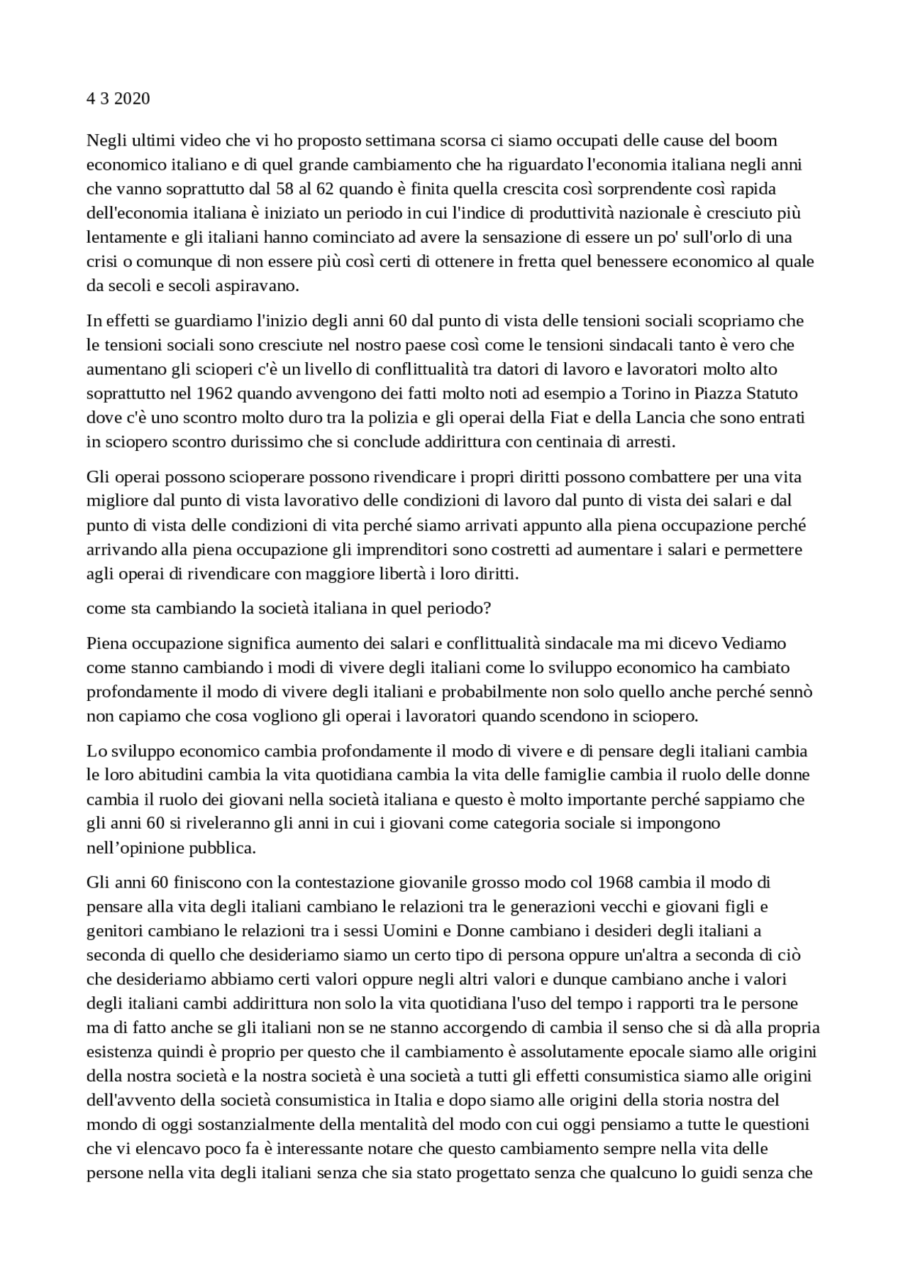 Storia dell'Italia contemporanea - Docsity