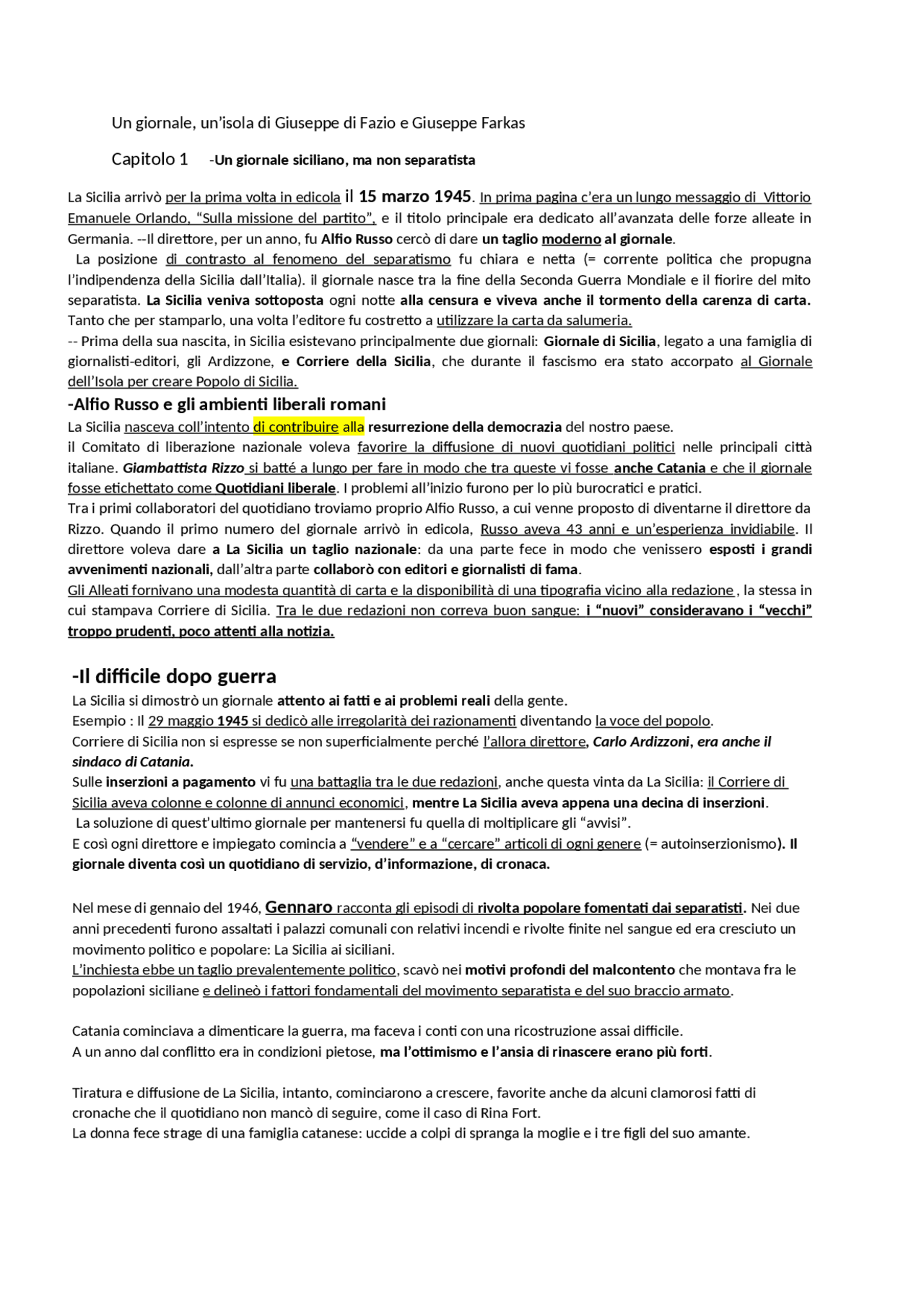 Riassunto Giornalismo Un Giornale Un Isola Docsity