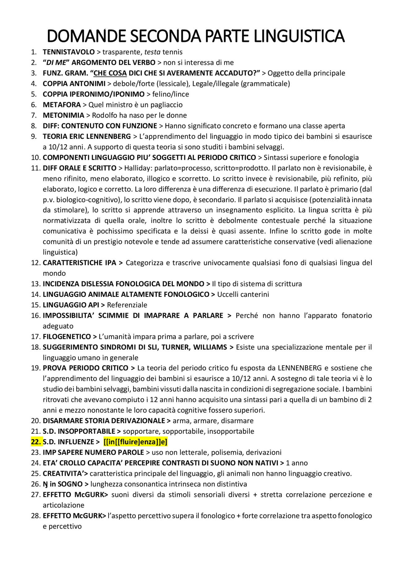 Seconda e terza parte linguistica: domande frequenti e risposte - Docsity