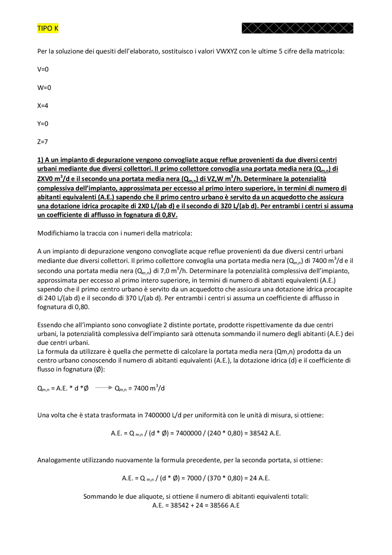 Elaborato 3k Ingegneria Ambientale Docsity