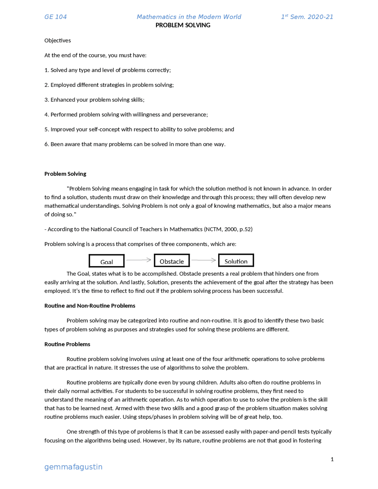 problem solving problem solving | Exercises Mathematics | Docsity
