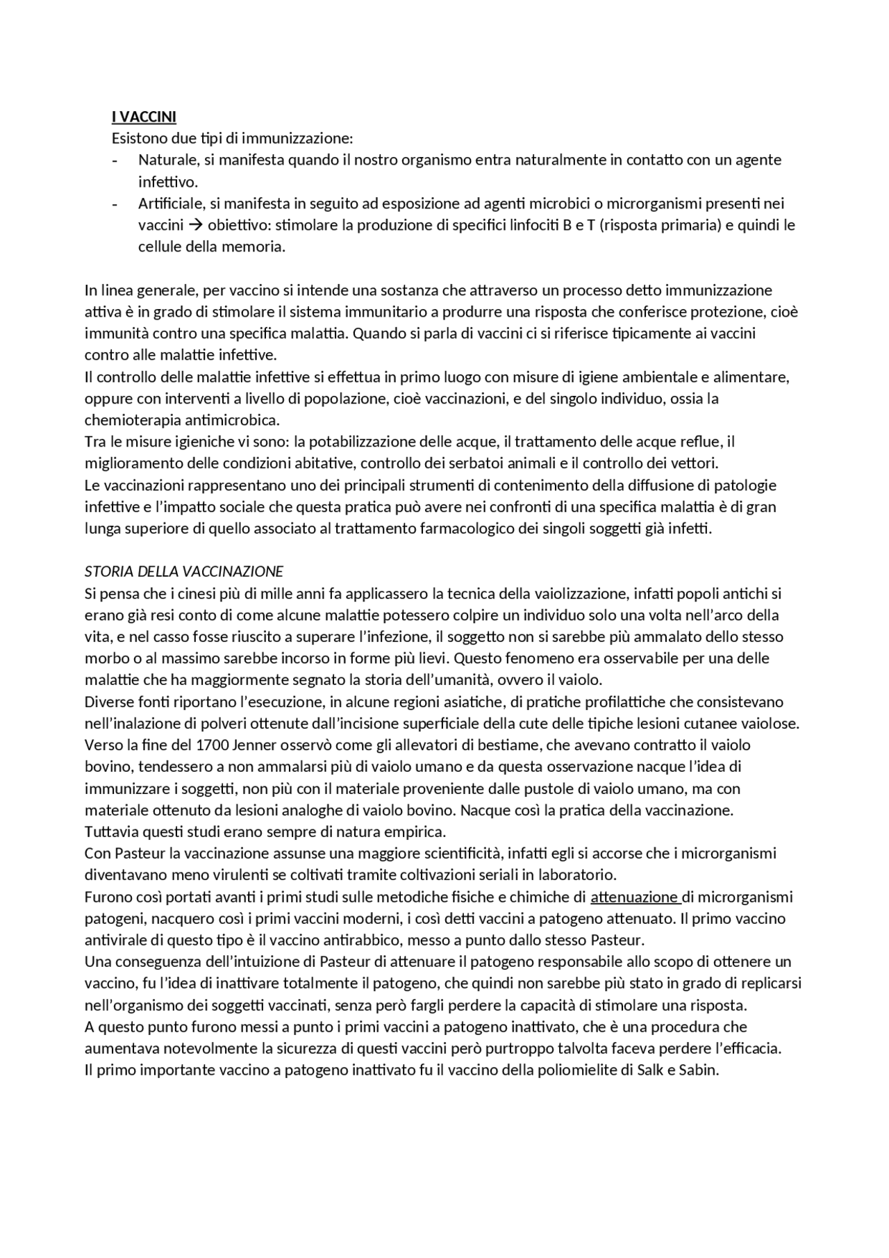 Microbiologia Generale I Vaccini Docsity