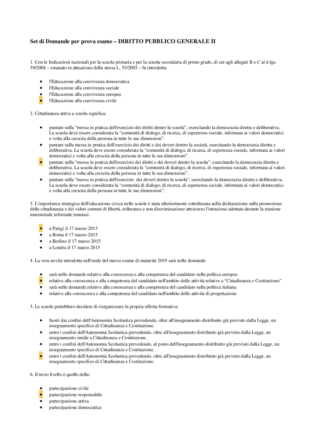 Paniere di diritto pubblico generale 2 per master a-46 e-campus ...