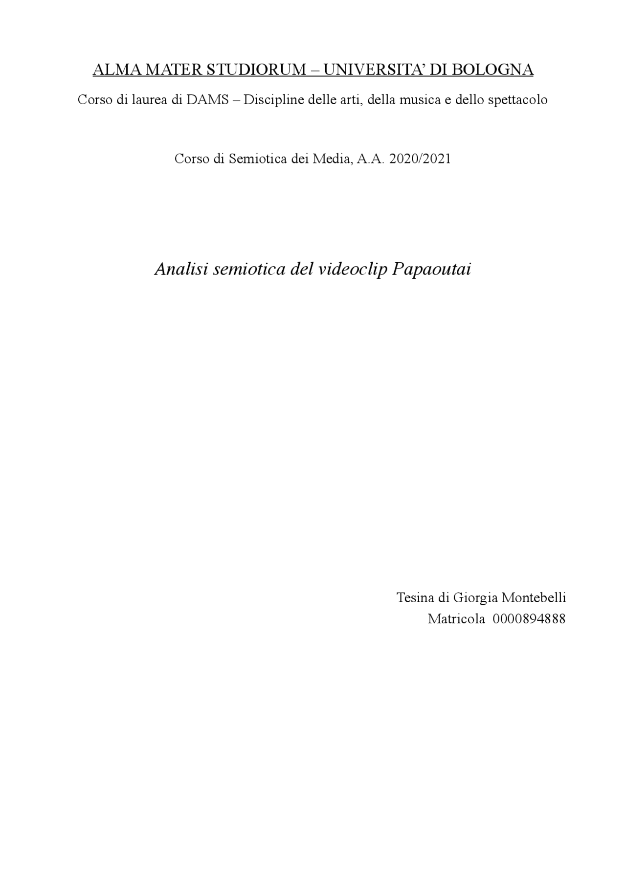 Tesina Semiotica Dei Media Docsity