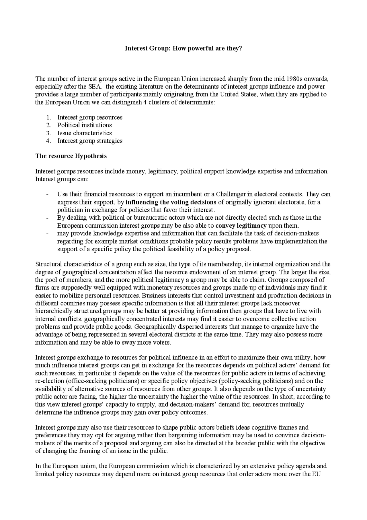 Interest Groups: How powerful are they? - Docsity