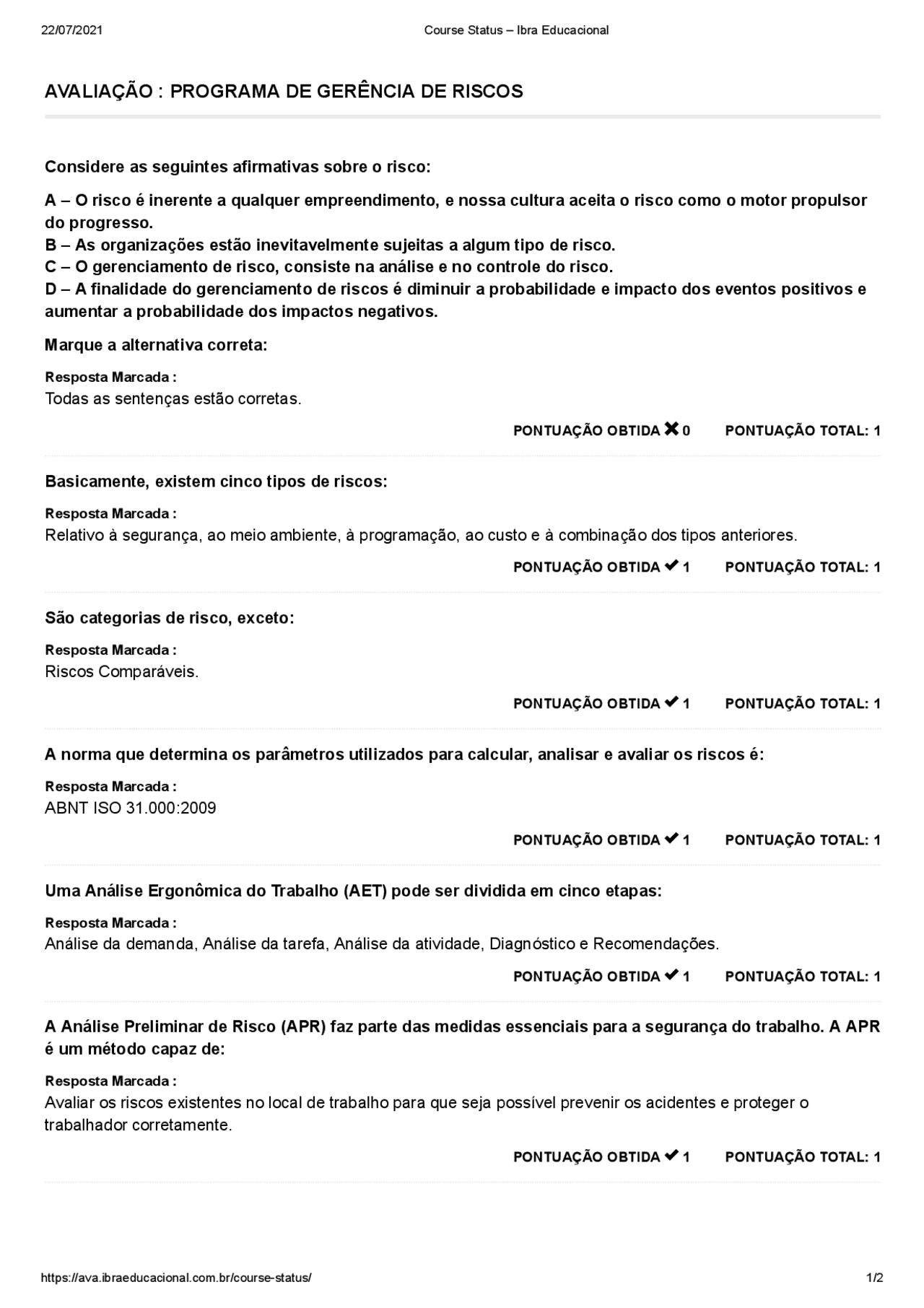 AvaliaÇÃo Programa De GerÊncia De Riscos Docsity