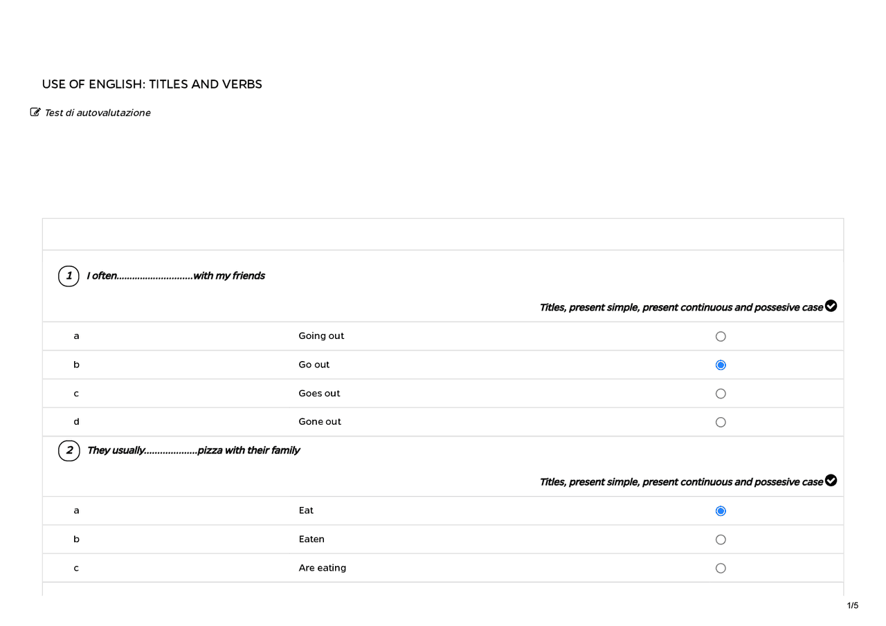 Use of english titles and verbs - Docsity