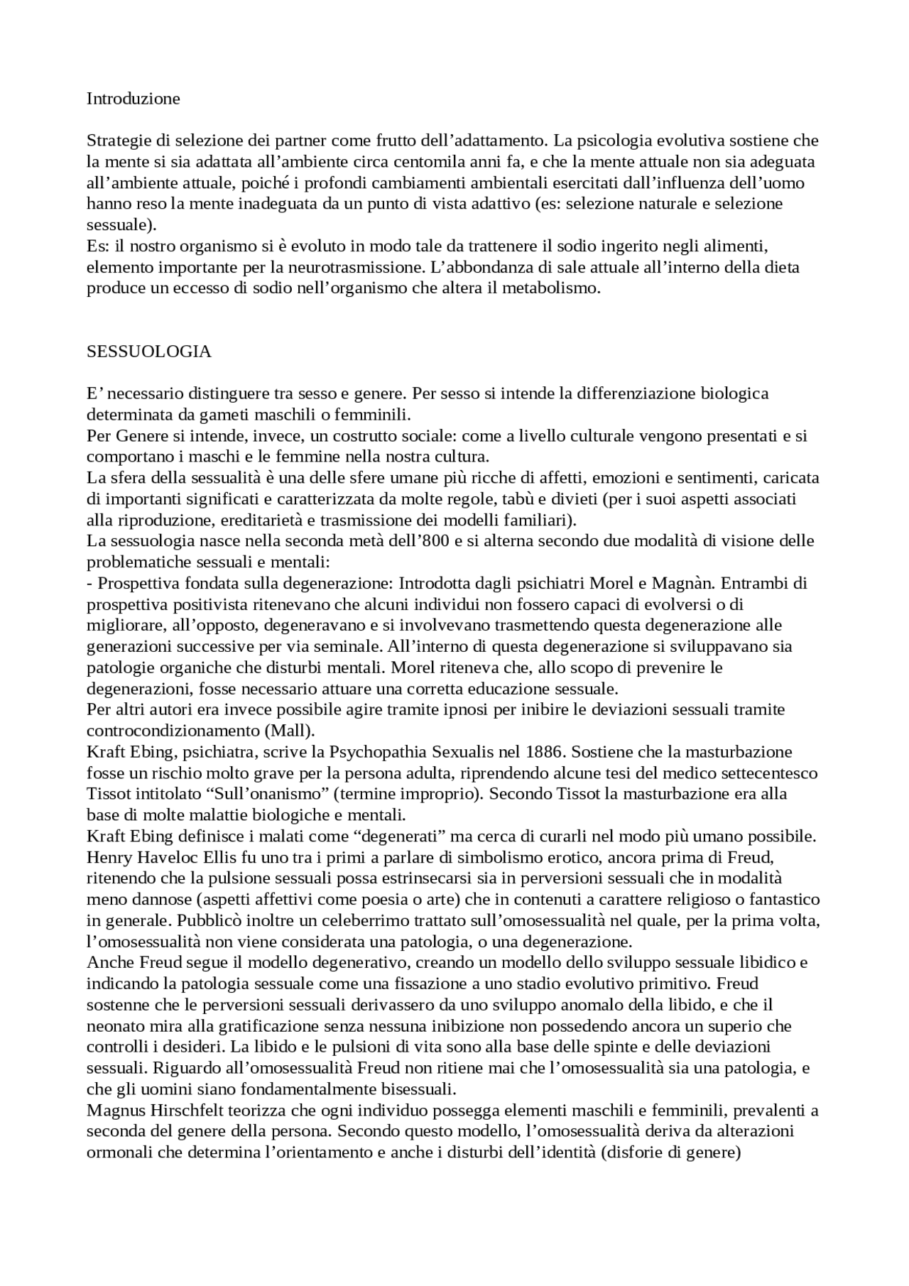 Psicopatologia Sessuale Dettore Docsity