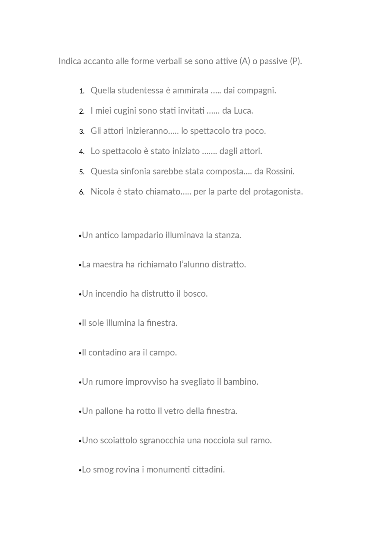 Esercizio Di Forma Passiva Docsity