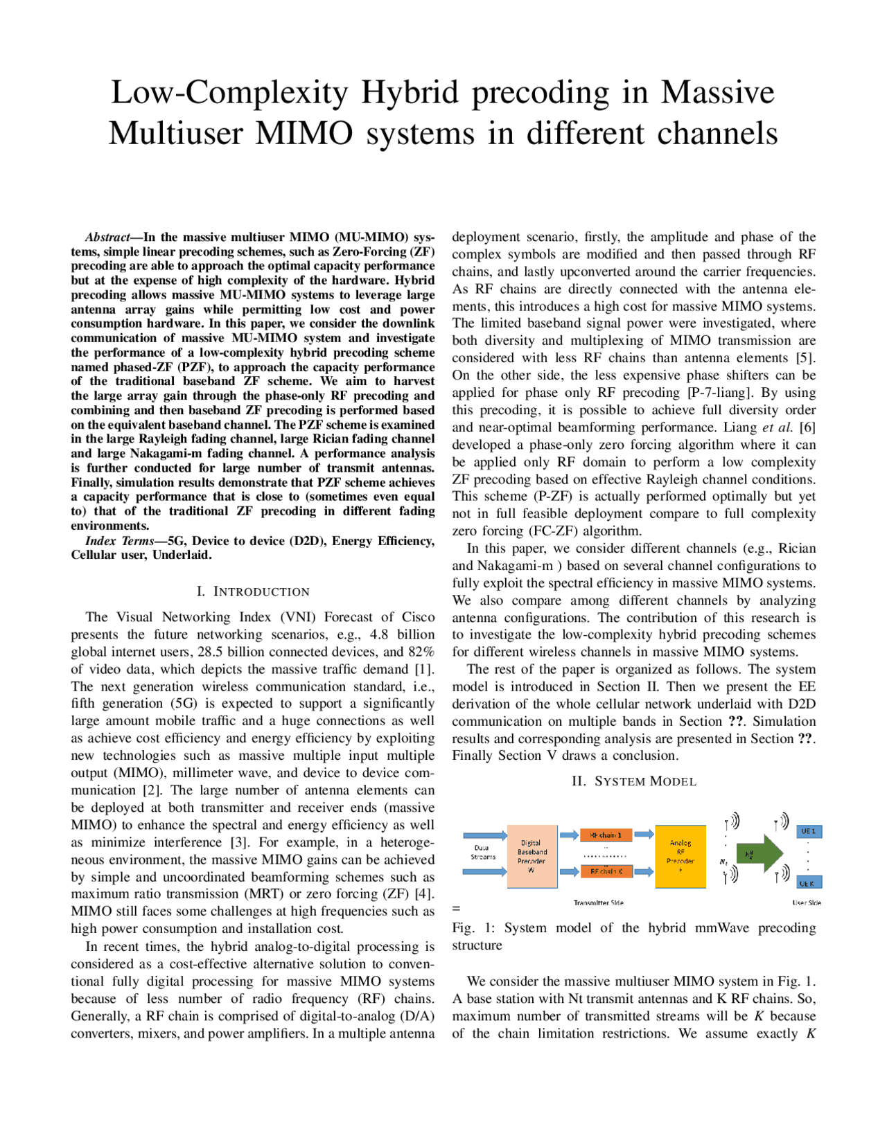 Low Complexity Hybrid Precoding In Massive Multiuser Mimo Systems In