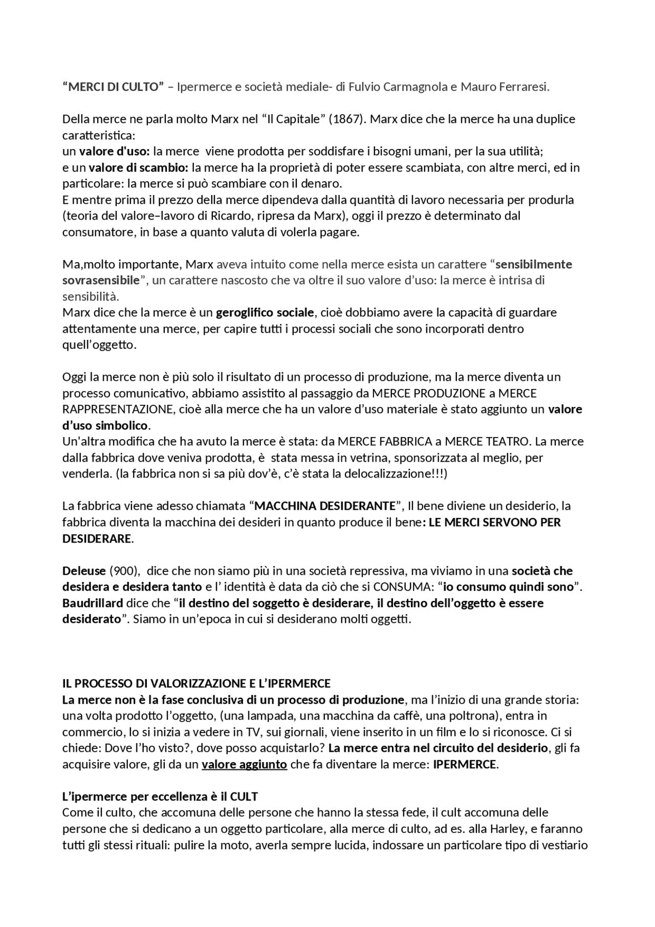 “MERCI DI CULTO” – Ipermerce e società mediale- di Fulvio Carmagnola e ...