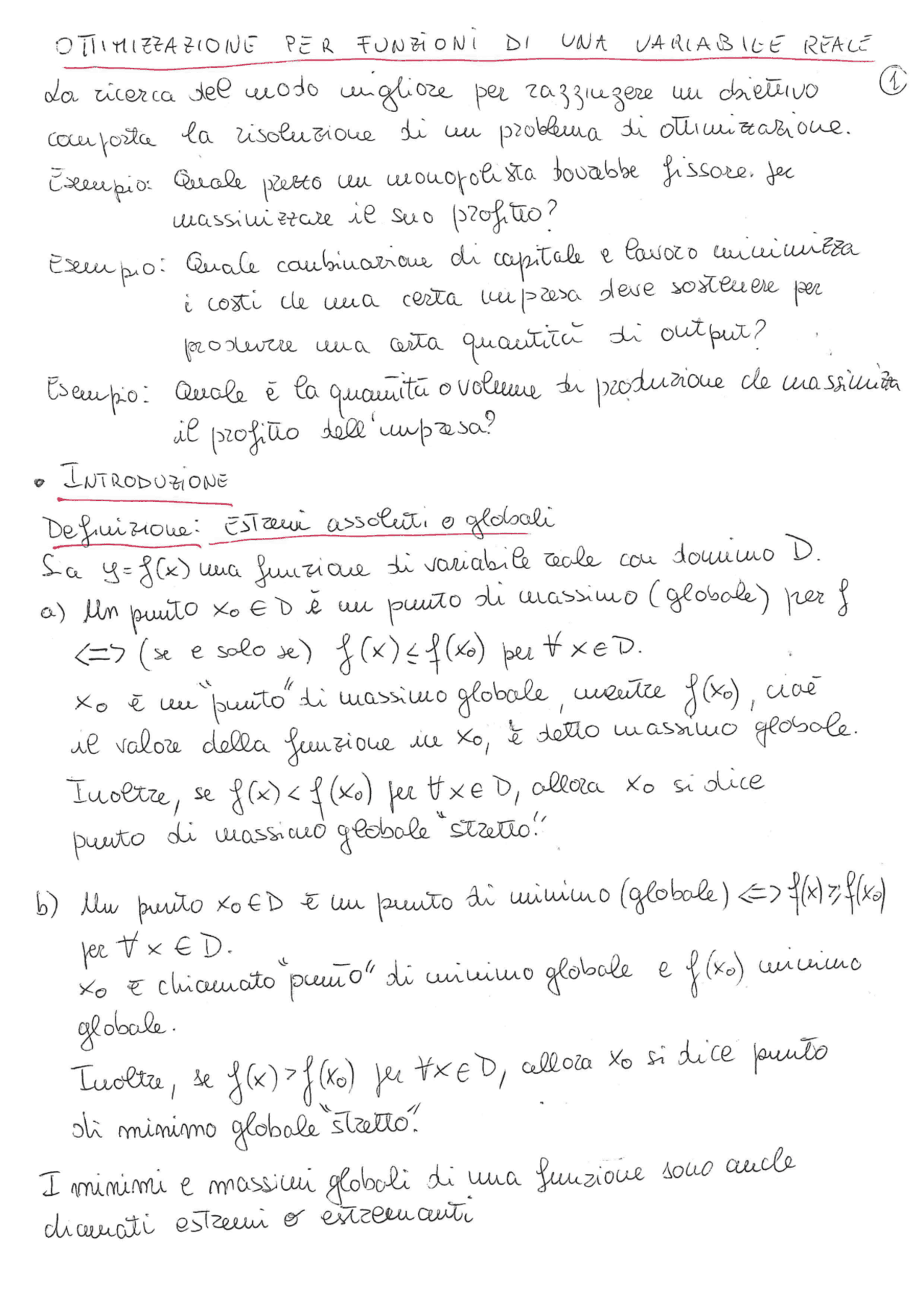 Dispense ottimizzazione di funzioni di variabile reale - Docsity