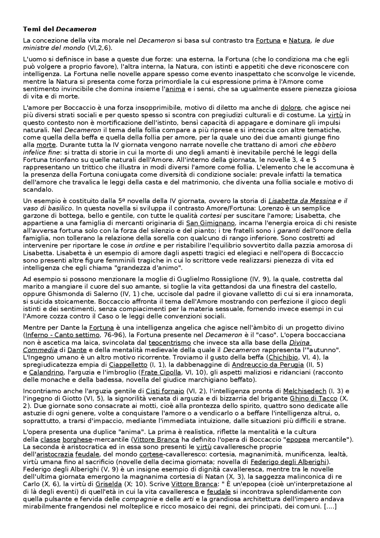 Riassunto Temi Decameron E Canzoniere Docsity