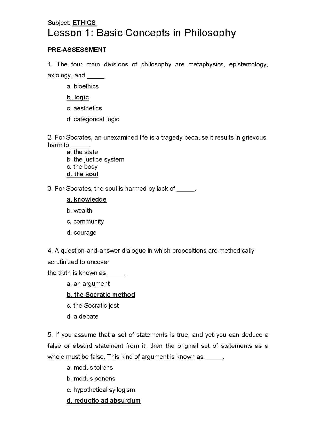 Ethicslesson 1 Basic Concepts Of Philosophy Docsity