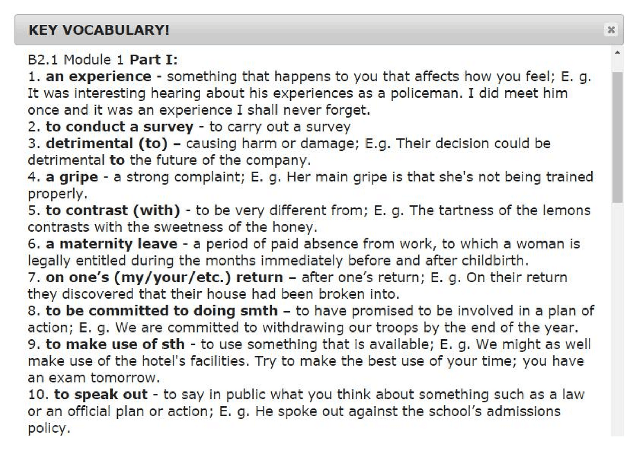 English vocabulary b1.2/b2.1 | Study notes English Language | Docsity