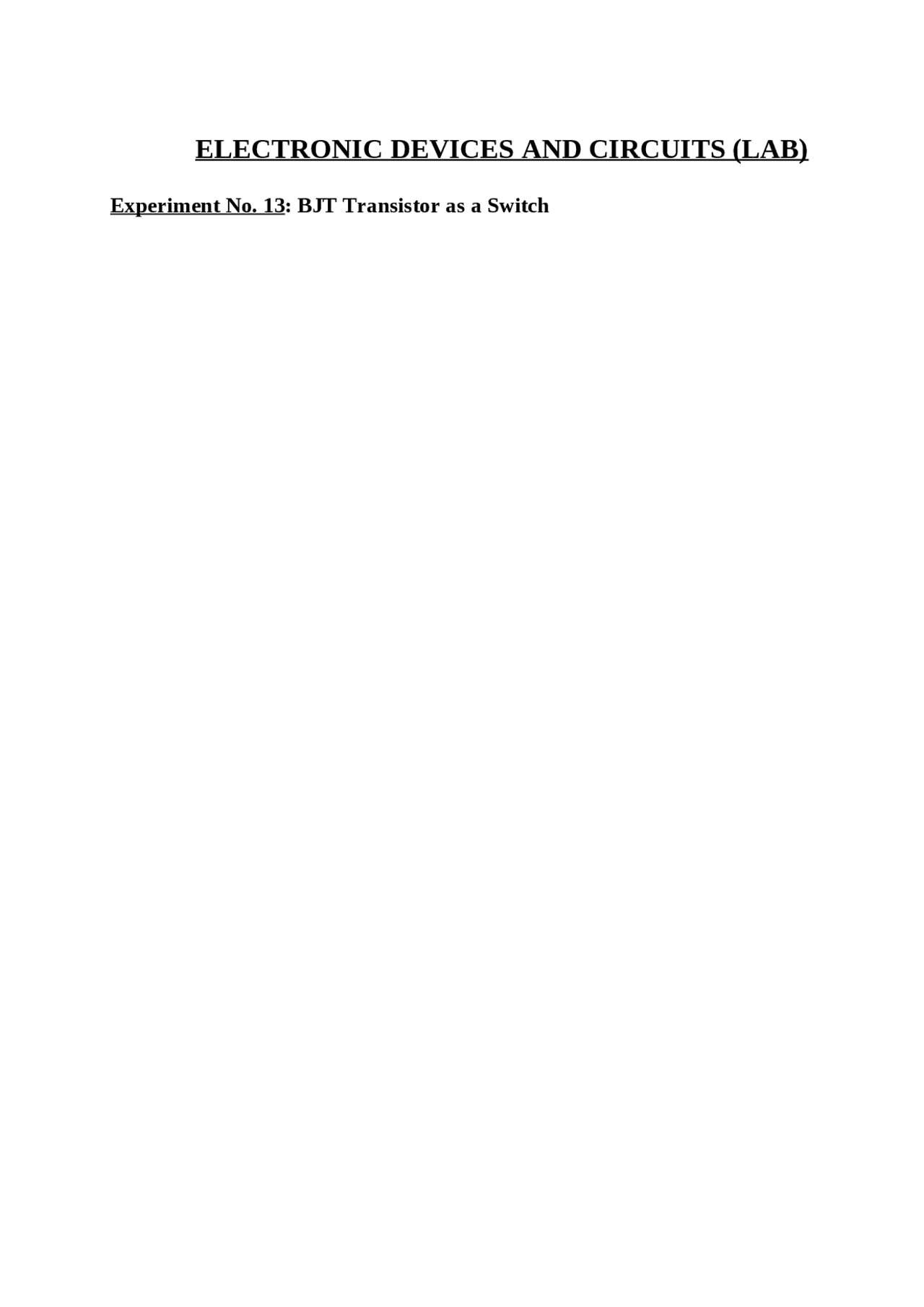 Electronic Devices And Circuits Docsity