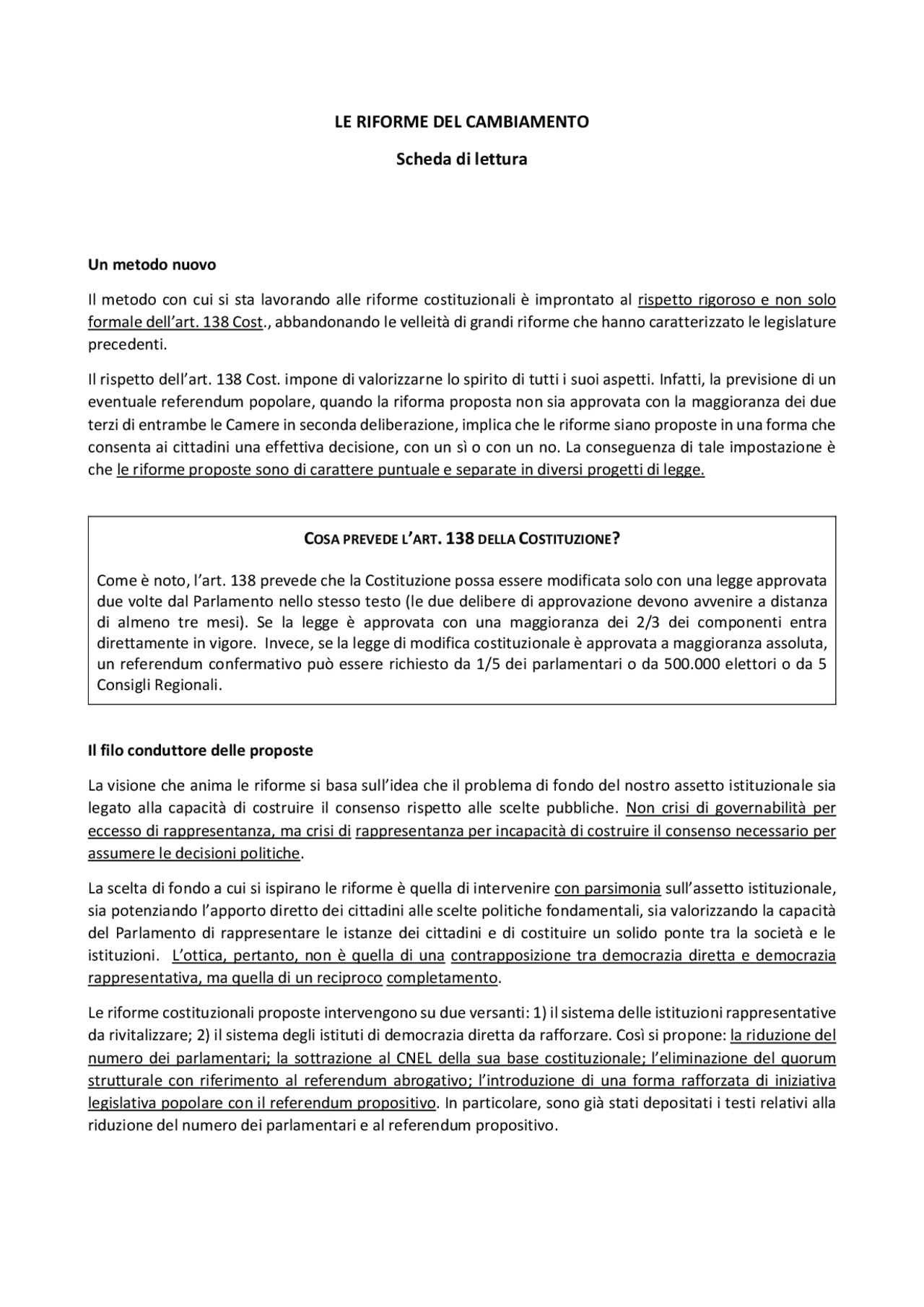 Riforme Istituzionali Docsity