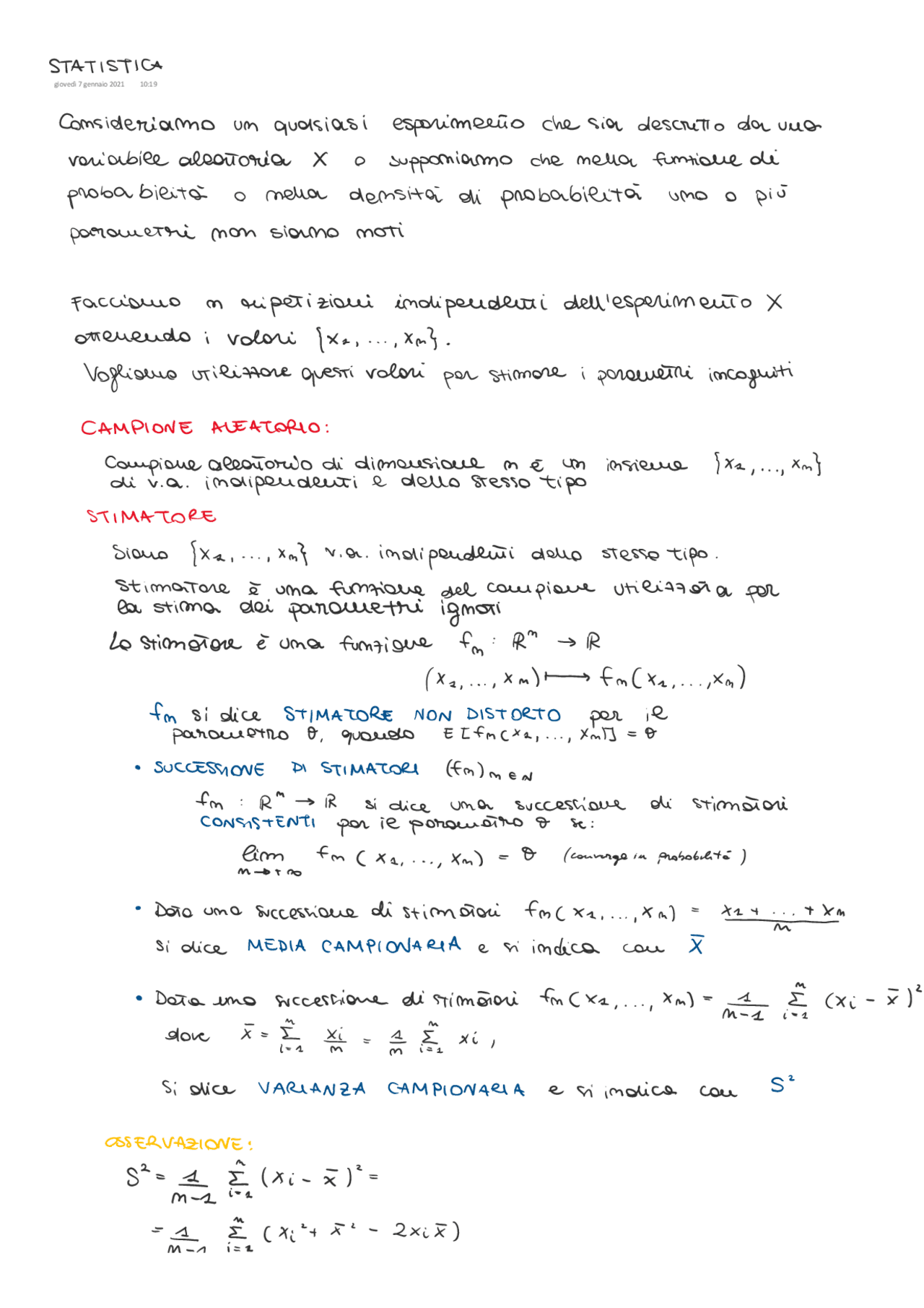 Statistica: base | Appunti di Probabilità e Statistica | Docsity