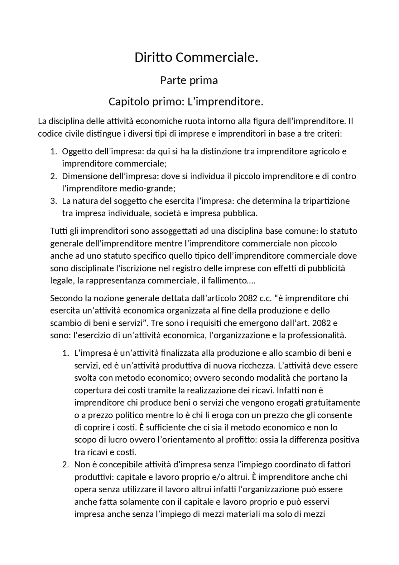 Dispensa Diritto Commerciale Docsity