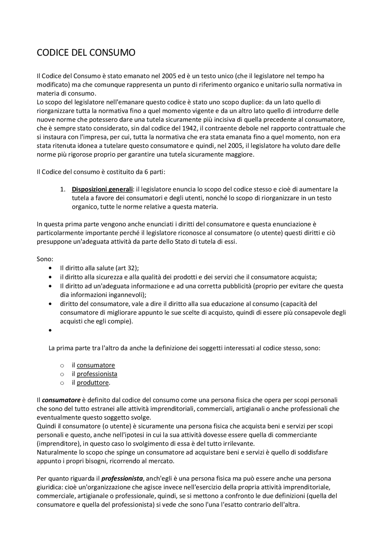 Il Codice Del Consumo Appunti Docsity