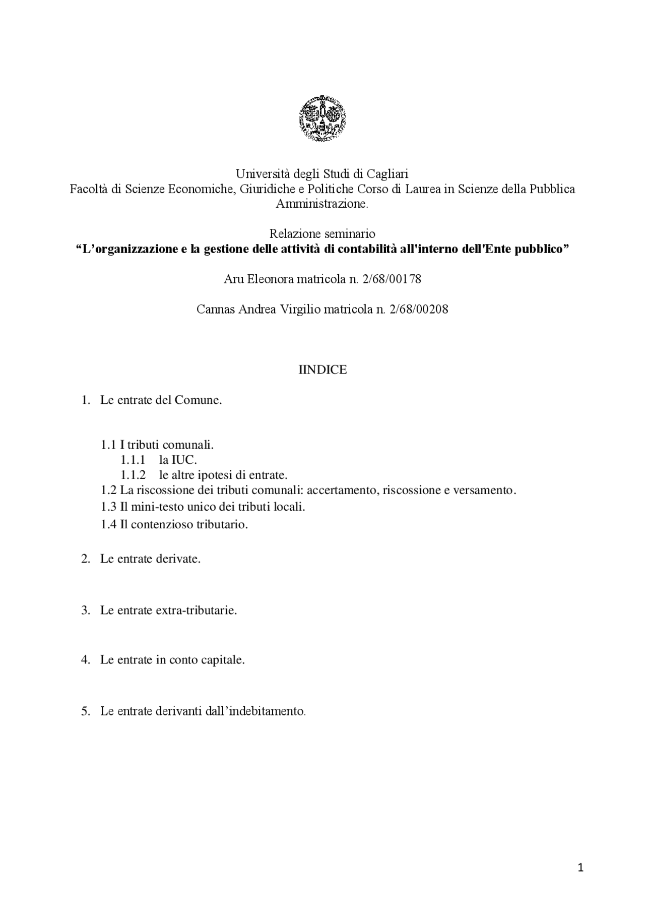 Le entrate del Comune - Docsity