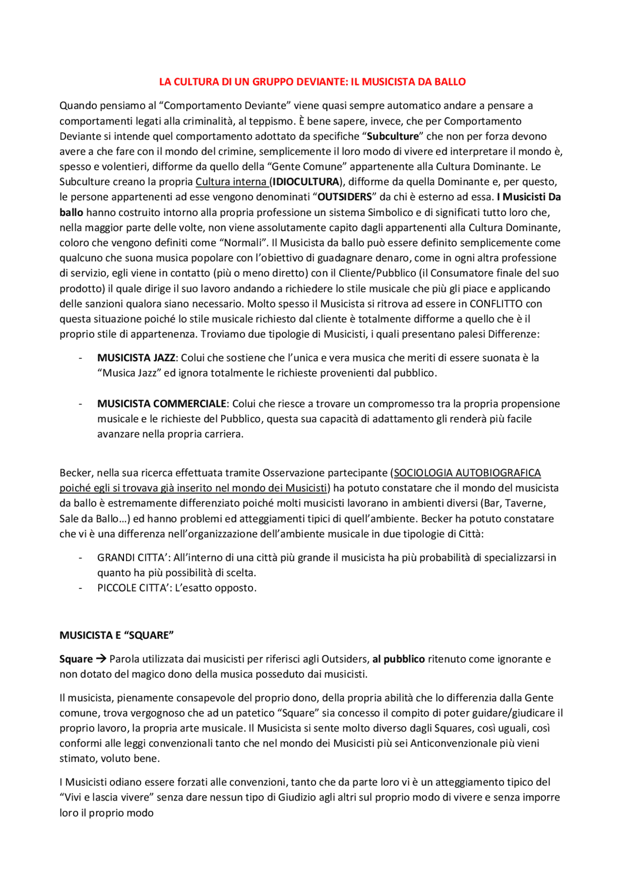 Outsiders Howard S Becker Docsity
