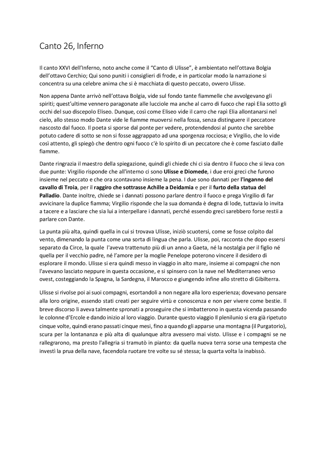 Canto 26, Inferno spiegazione - Docsity