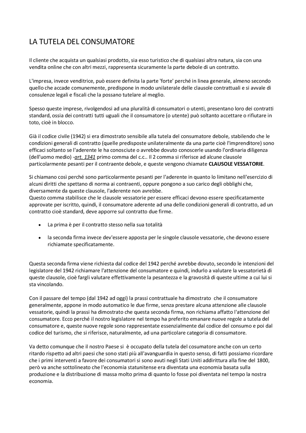 LA TUTELA DEL CONSUMATORE - Docsity