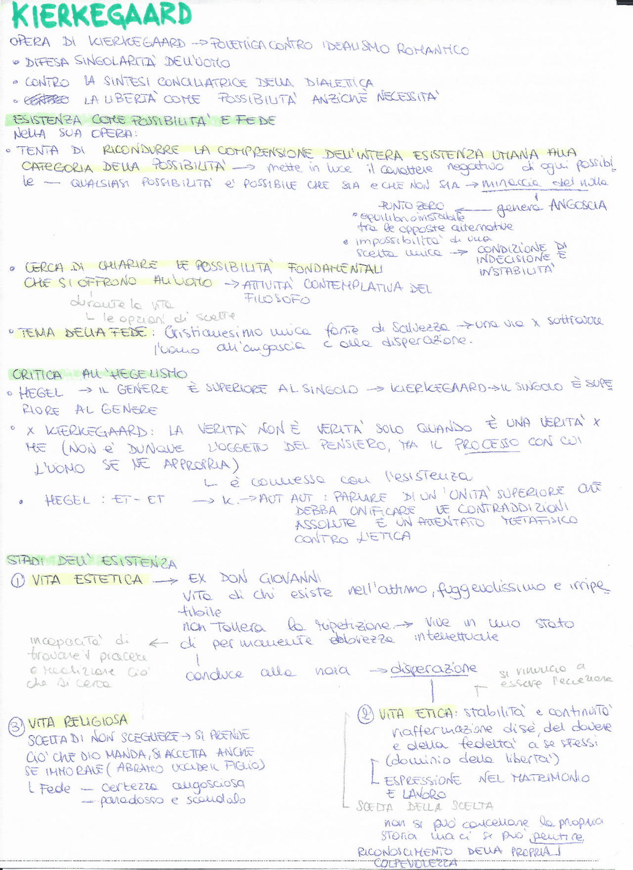 Riassunto Completo Di Kierkegaard Appunti Di Filosofia Docsity
