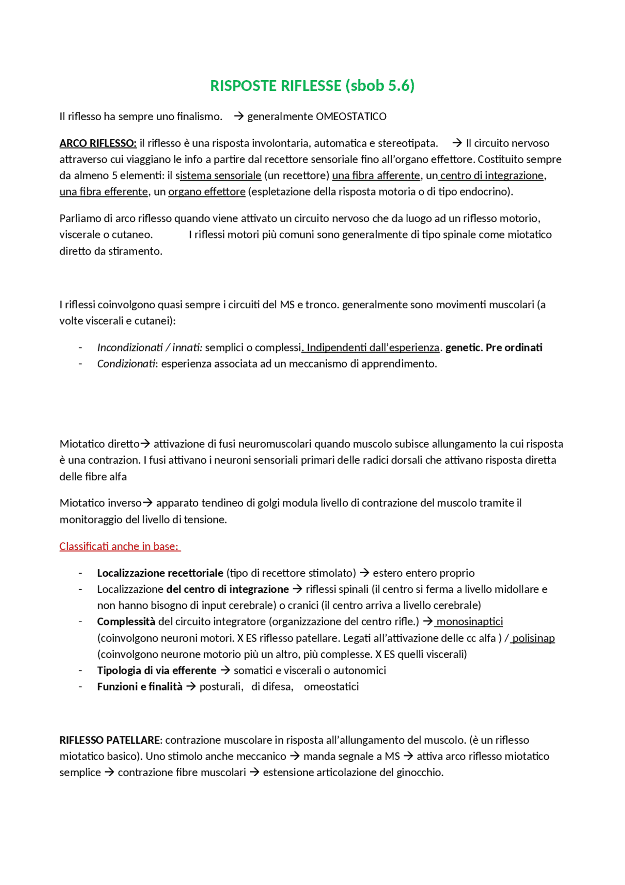 Arco riflesso e propriocezione: funzionamento e tipologie | Schemi e ...